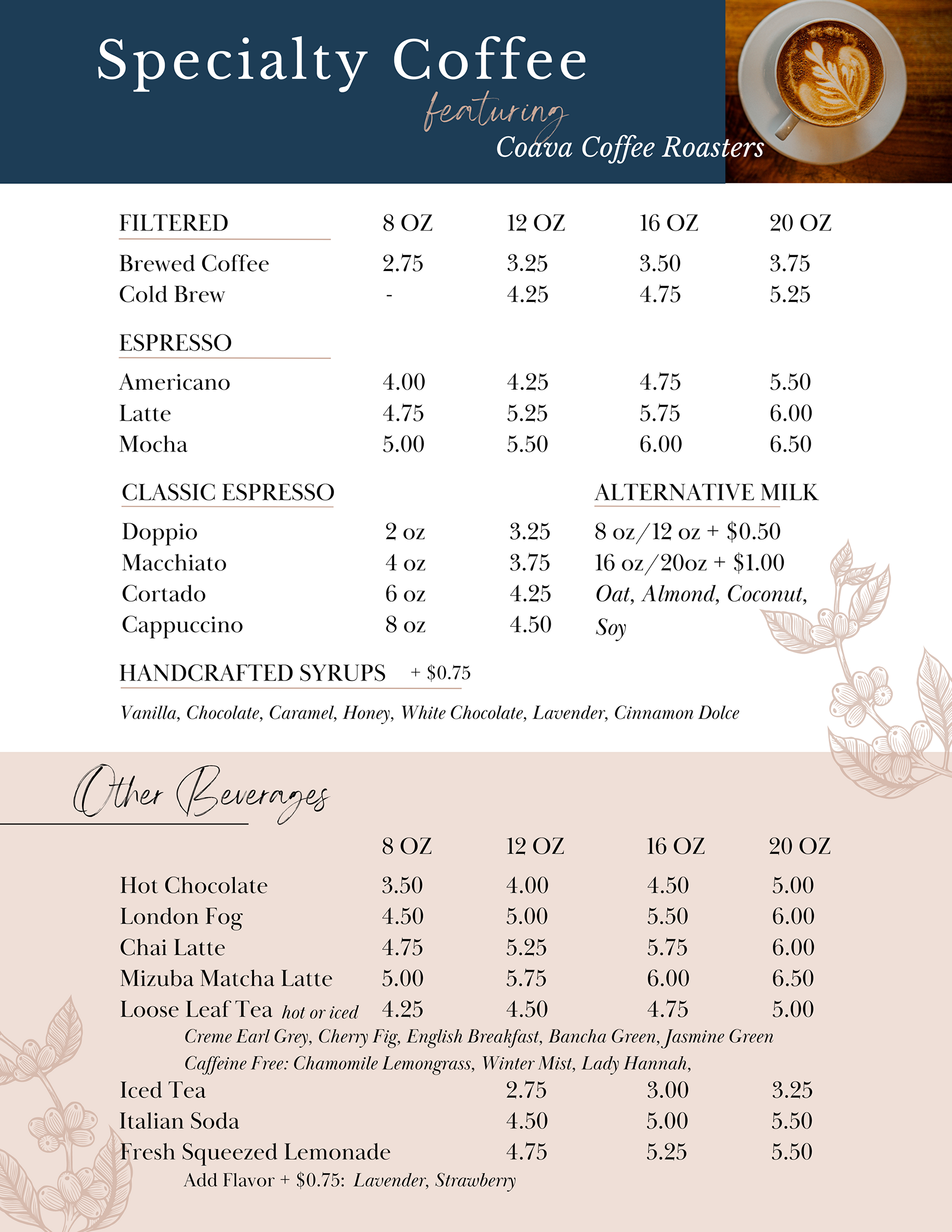 Ethos menu store